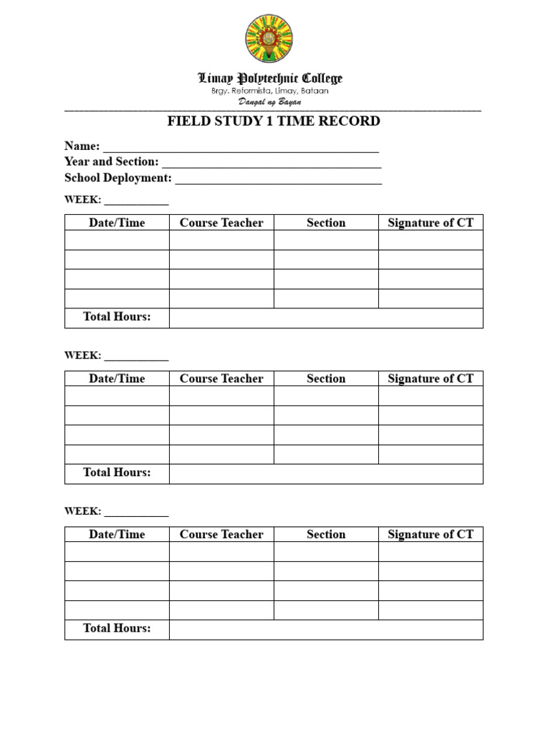 Field Study 1 Daily Time Record Educ 3D Eng B | PDF