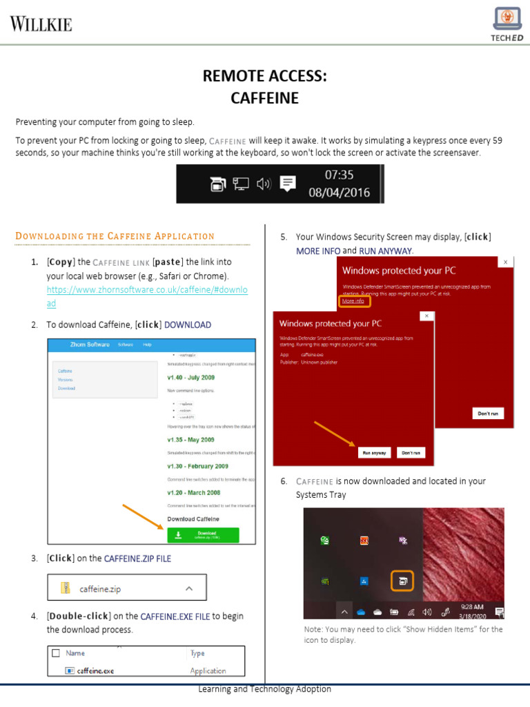 Prevent PC Sleep with Caffeine App | PDF | Computers