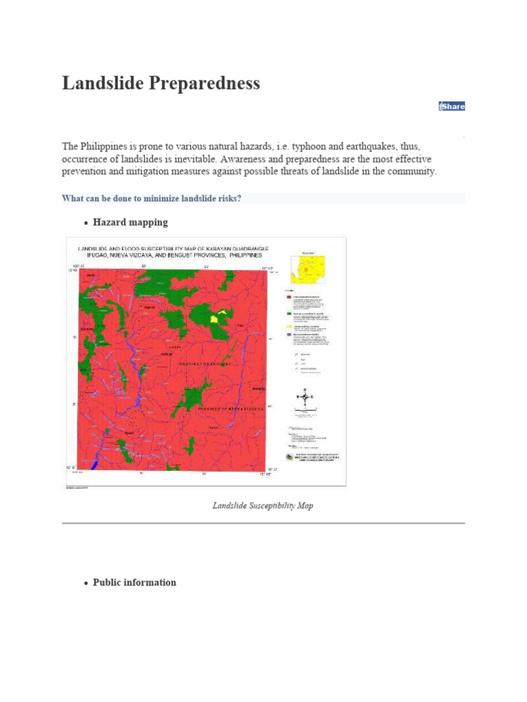 Landslide and Earthquake Preparedness Guide | PDF | Emergency ...