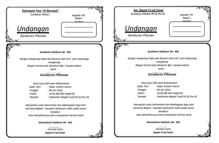 Undangan Kelompok Tani A5 | PDF