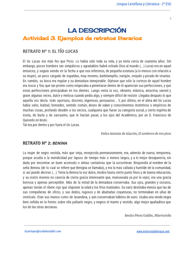 Ejemplos de Retratos Literarios | PDF