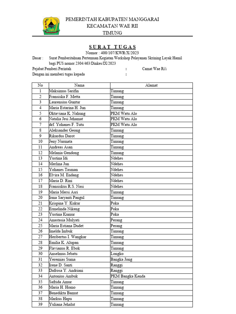 Surat Tugas Pus Edit | PDF