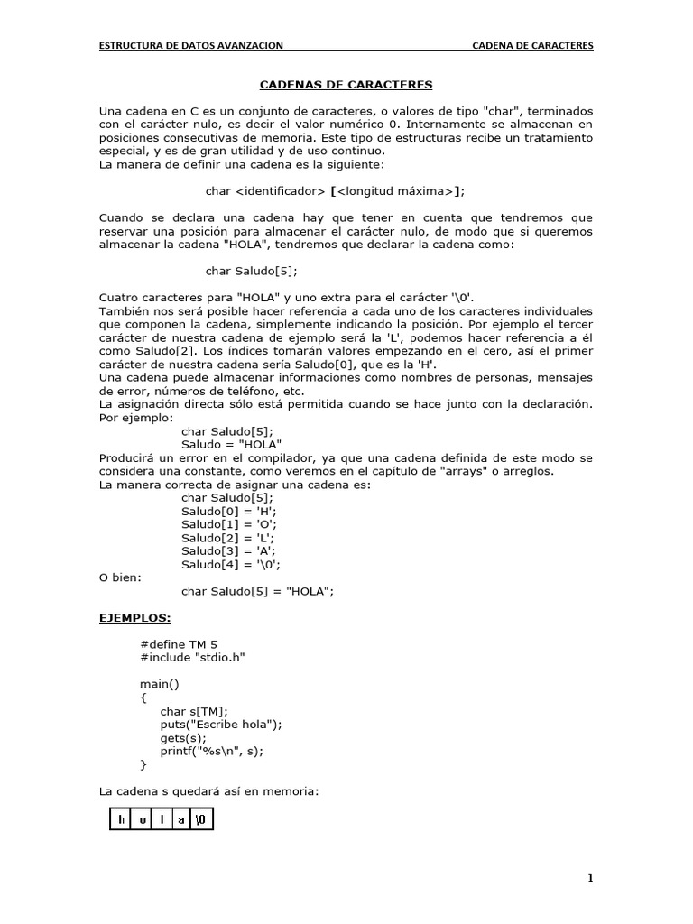 Cadenas de Caracteres | PDF | Cadena (informática) | Compilador
