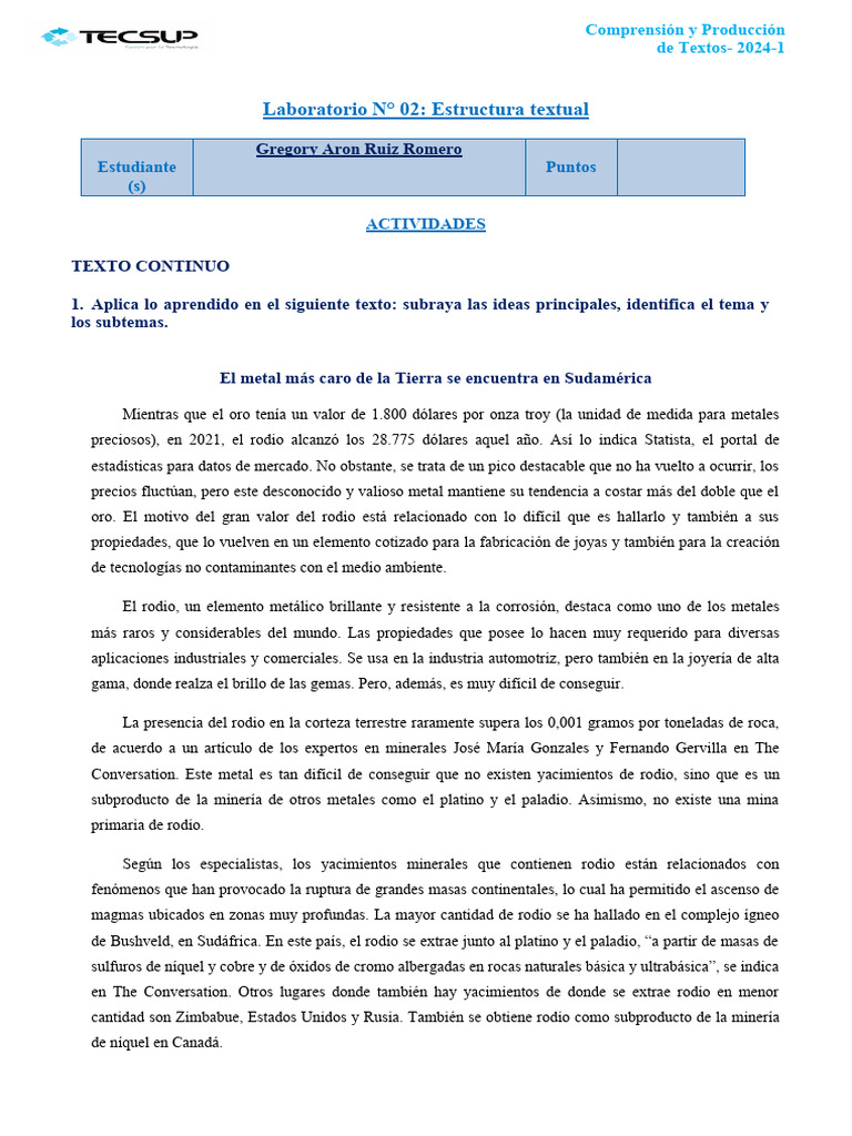 Glab S02 Aleón 2024 01 1 | PDF | Platino | Paladio