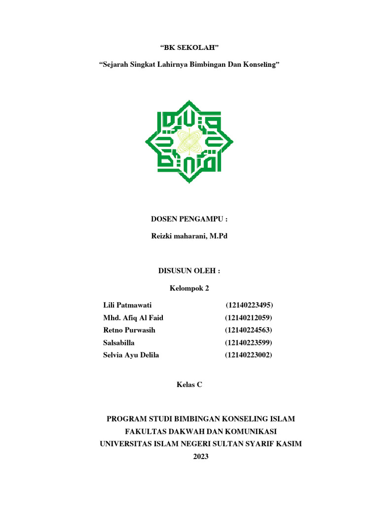 BK SEKOLAH 2 - Sejarah Konseling | PDF