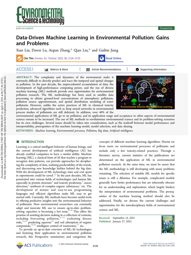 Liu Et Al 2022 Data Driven Machine Learning in Environmental Pollution ... Liu Et Al 2022 Data Driven Machine Learning in Environmental Pollution ...