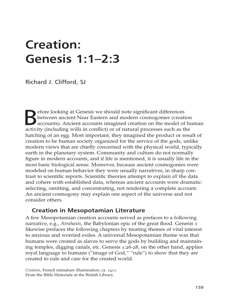 Clifford 2016 Creation Genesis 11 23 Pdf Genesis Creation Narrative