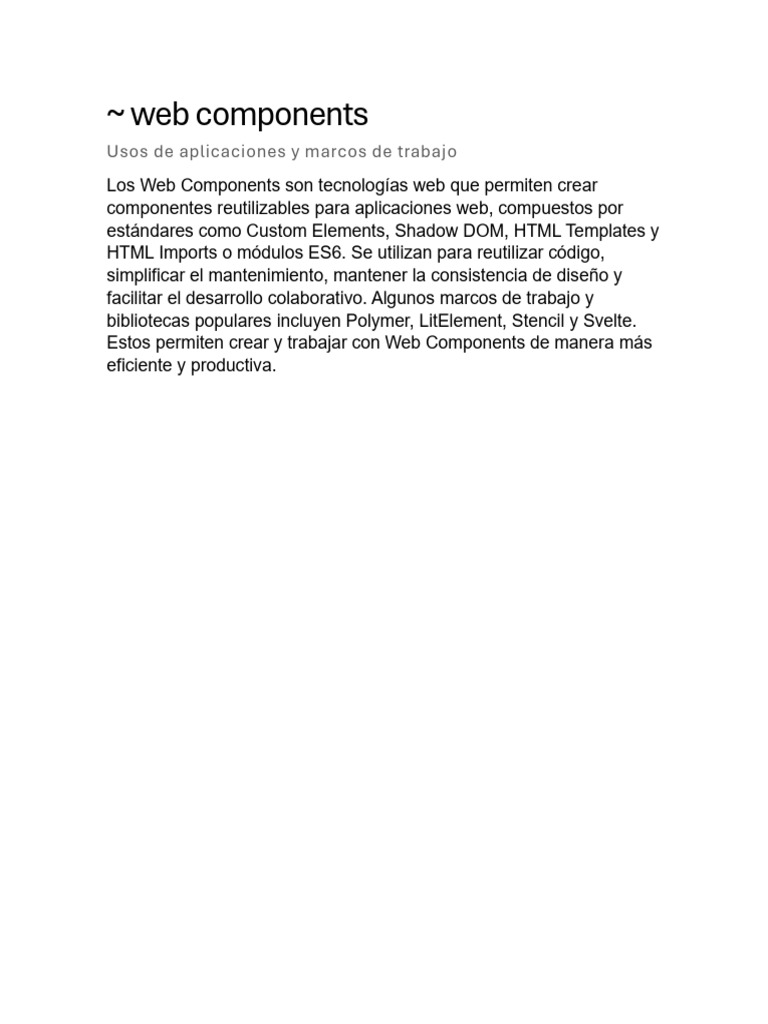 Usos y marcos de Web Components | PDF