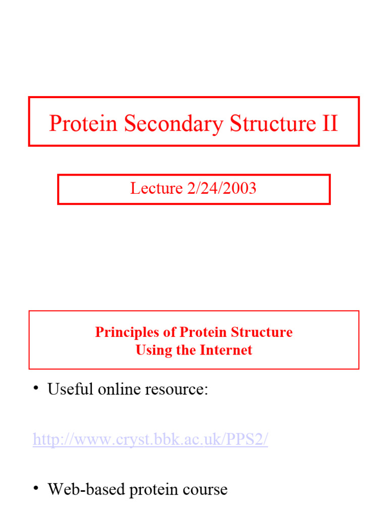 Lecture - 11-Protein Secondary Structure II | PDF | Alpha Helix | Beta ...