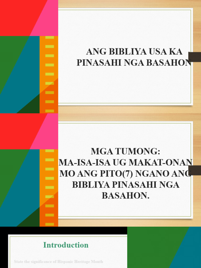 Ang Bibliya Usa Ka Pinasahi Nga Basahon | PDF | Hispanic And Latino ...