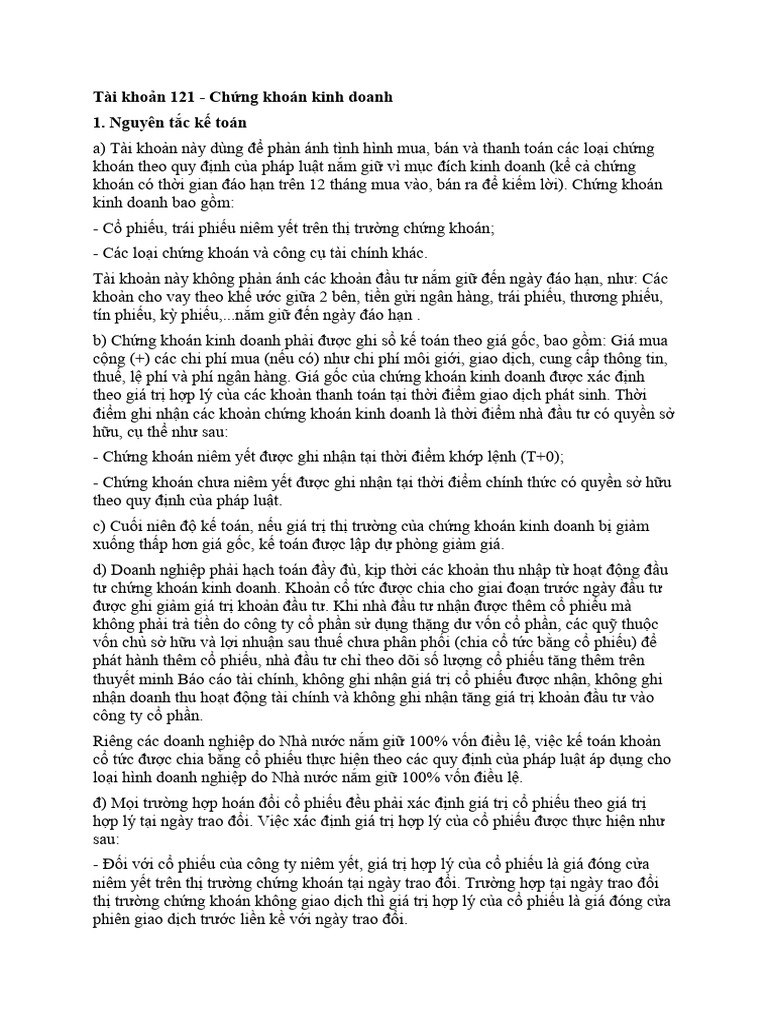 Tài khoản 121 | PDF