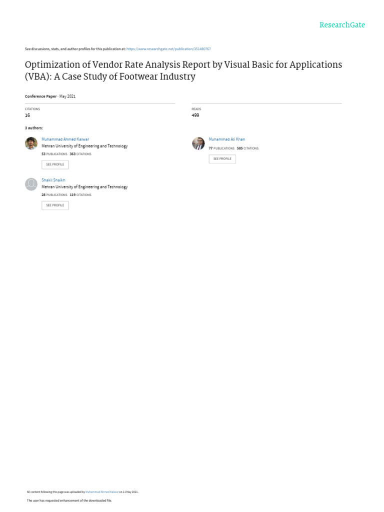 Optimization of Vendor Rate Analysis Report by Visual Basic For ...