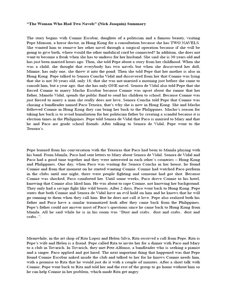 The Woman Who Had Two Navels Summary | PDF