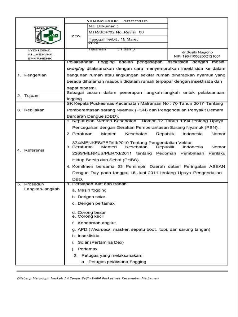 PDF Sop Fogging New | PDF