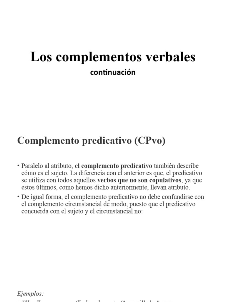 Los Complementos Verbales. Continuación | PDF | Mecánica del lenguaje ...