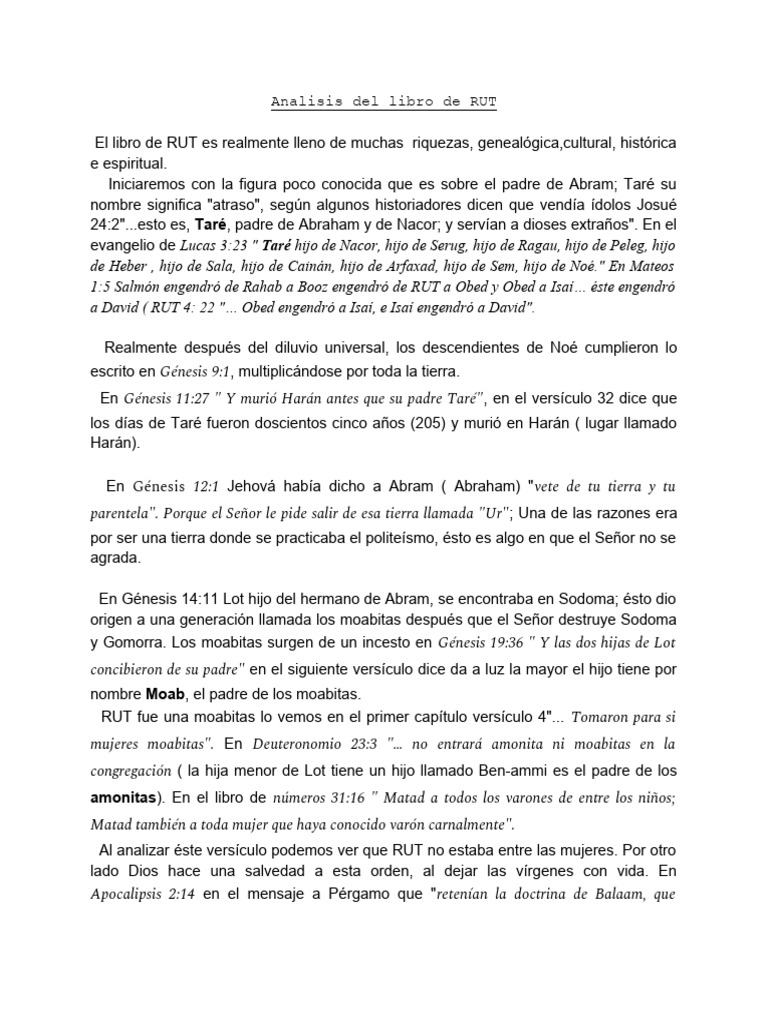 Analisis Del Libro de RUT | PDF | Rut (figura bíblica) | Abrahán