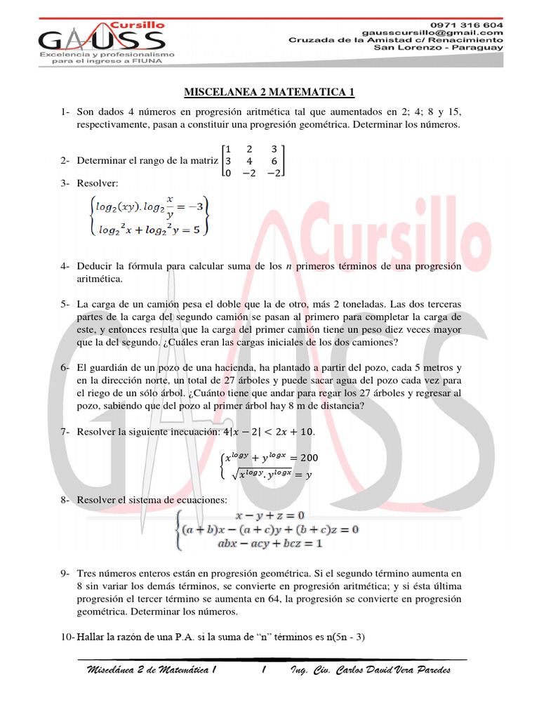 Miscelanea 2. M1 | PDF | Matemáticas
