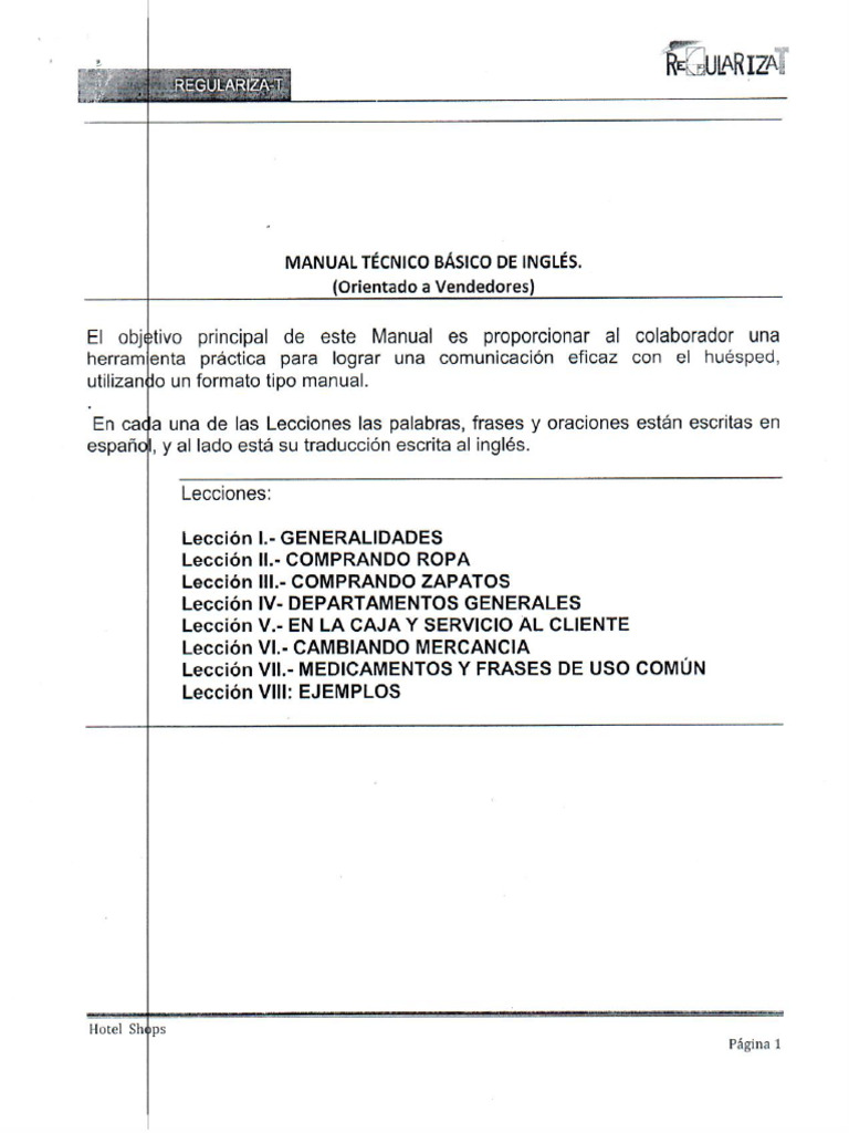 Machote Ingles de Venta | PDF