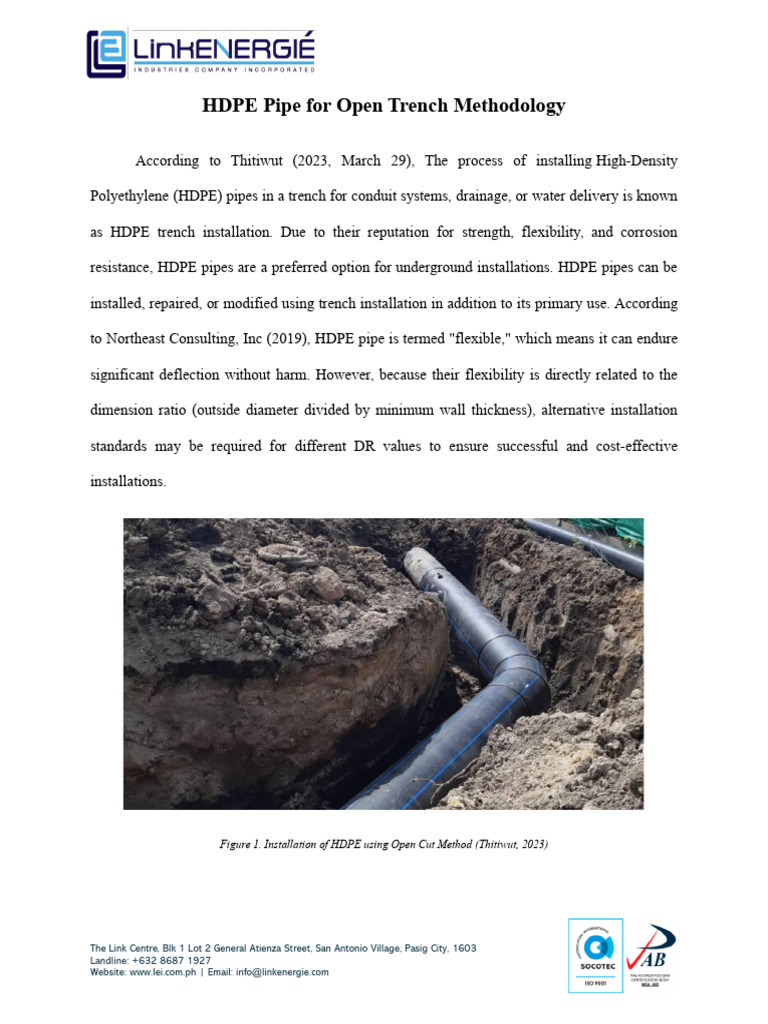 HDPE Pipe Installation via Open Trench | PDF | Pipe (Fluid Conveyance ...