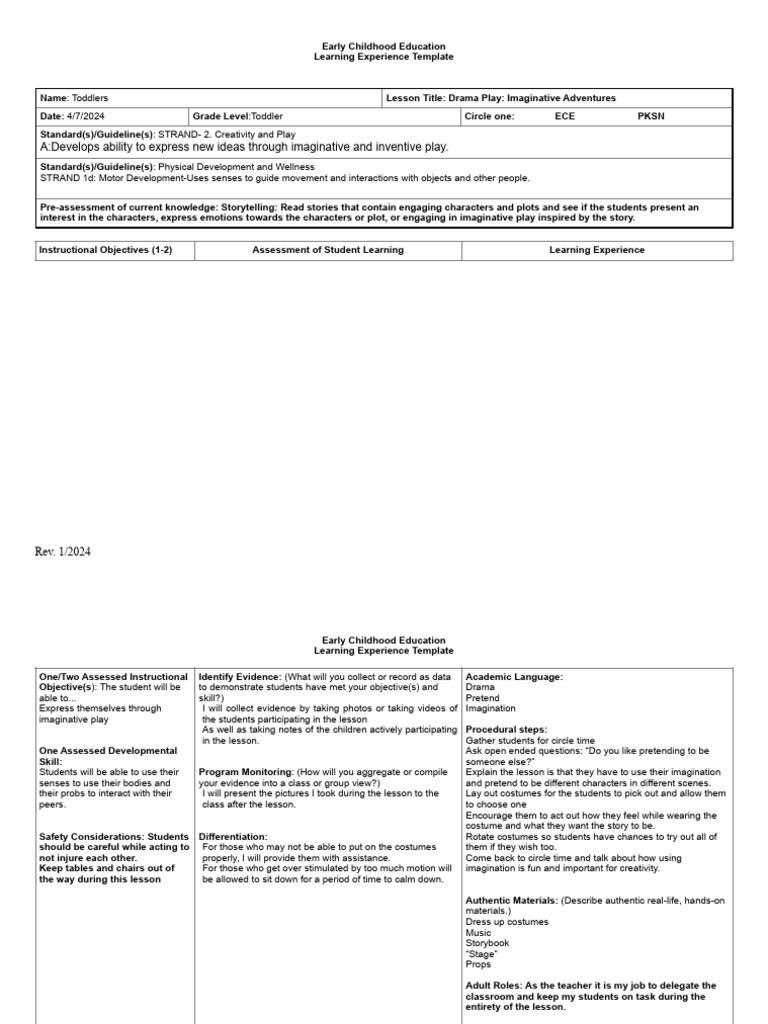 Drama Lesson Plan | Download Free PDF | Early Childhood Education ...
