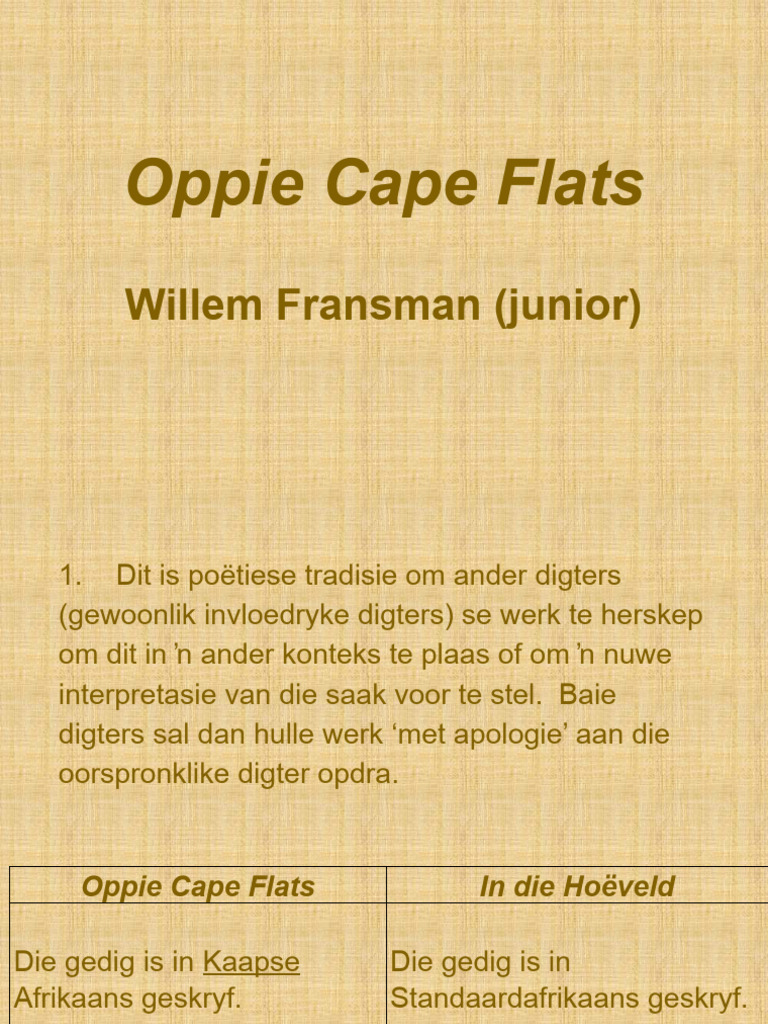 Oppie Cape Flats | PDF