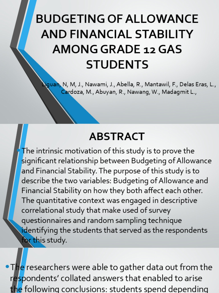 Budgeting of Allowance and Financial Stability Among Grade | PDF | Survey Methodology | Sampling ...
