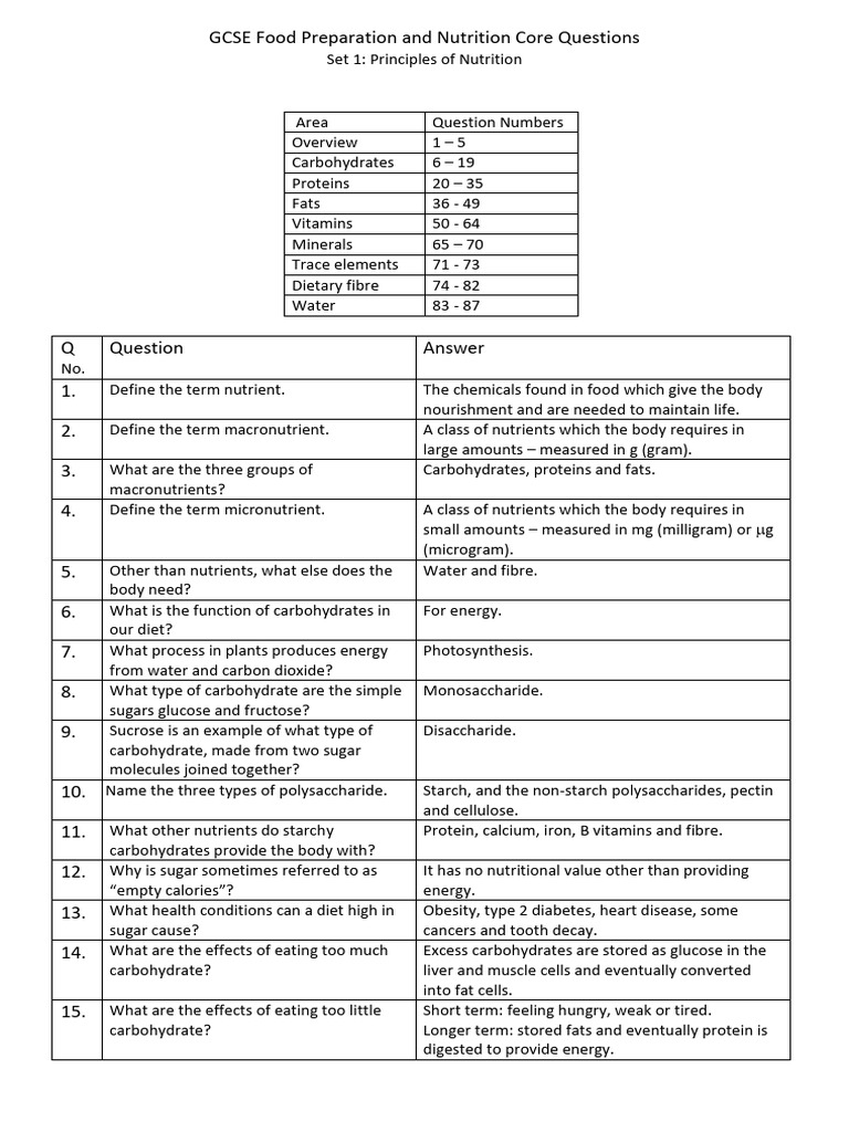 GCSE Nutrition Study Guide | PDF | Fat | Carbohydrates