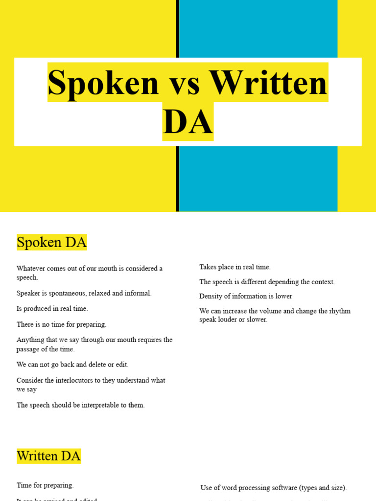 Spoken Vs Written DA | PDF | Career & Growth | Foreign Language Studies
