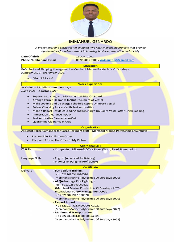 Cv. Immanuel Genardo-2 | PDF | Military | Military Organization