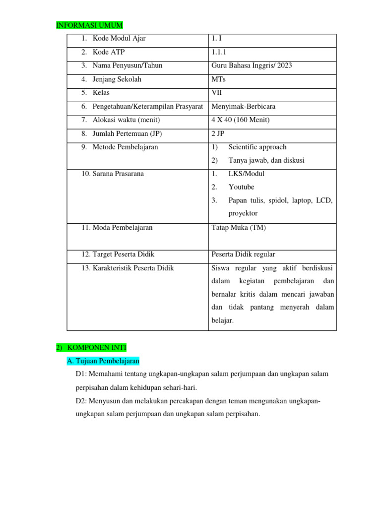 Modul Ajar 1 Bing | PDF