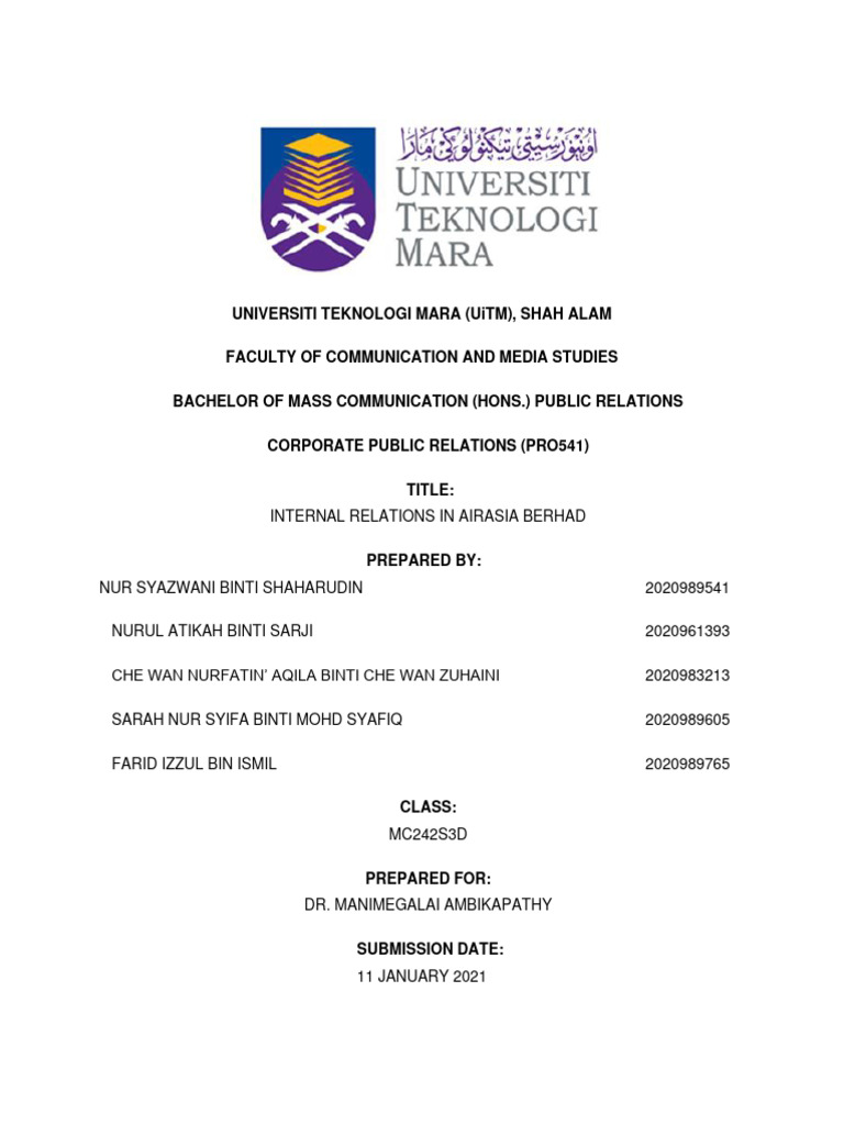 Internal Relations in Airasia Berhad PDF | PDF | Employment | Salary