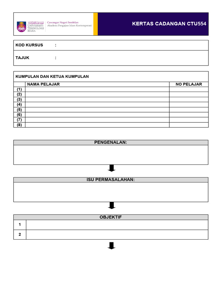 Template Kertas Cadangan Ctu554 Pdf