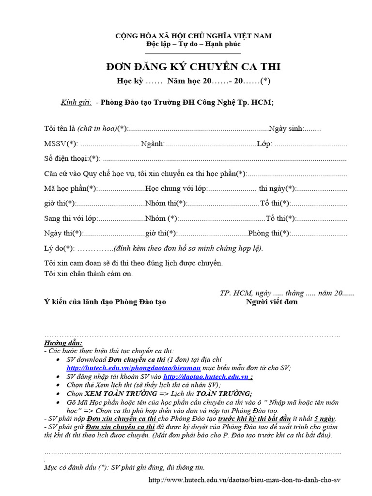 482376p.daotao - Don Dang Ky Chuyen Ca Thi | PDF