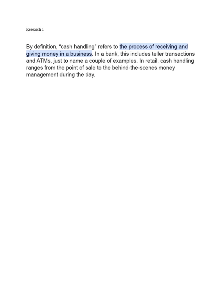Cash Handling in Business | PDF | Finance & Money Management
