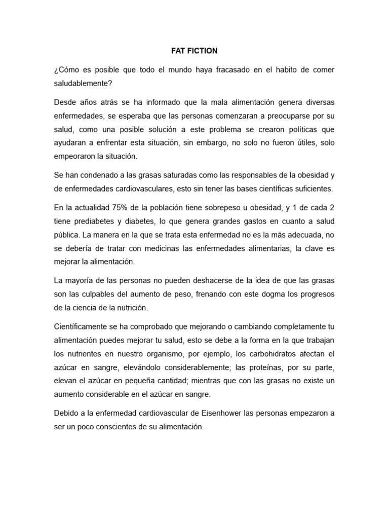 Fat Fiction | PDF | Alimentos | Obesidad