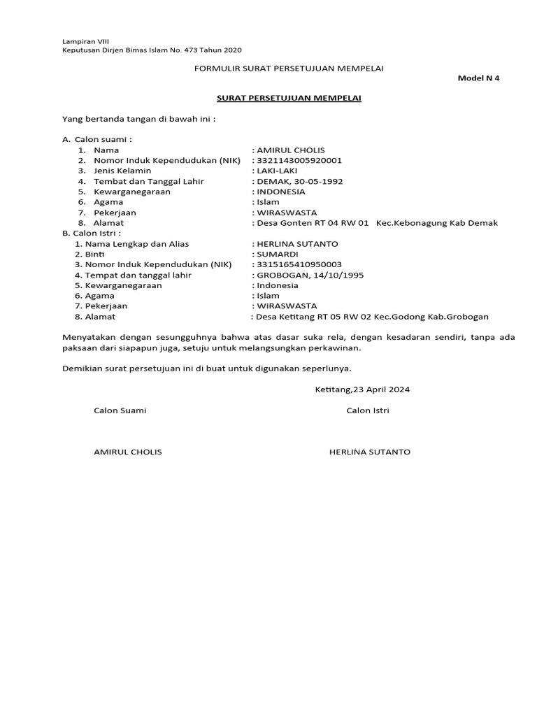 Sarat Nikah-N1-Sd N8 Dan Wali | PDF