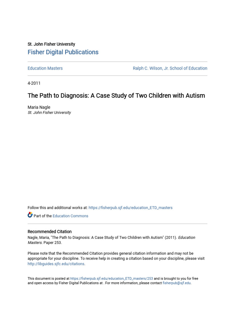 The Path To Diagnosis - A Case Study of Two Children With Autism | PDF ...