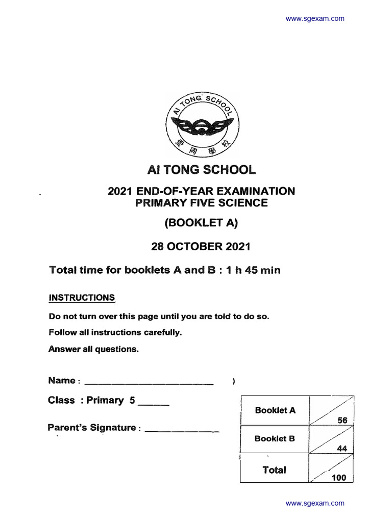 2021-P5-Science-Semestral Assessment 2-AiTong | PDF | Leaf | Plants