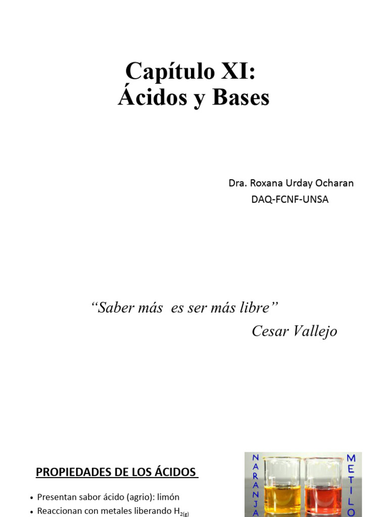 Capitulo XI Química General - Acidos y Bases | PDF | Ácido | Ph