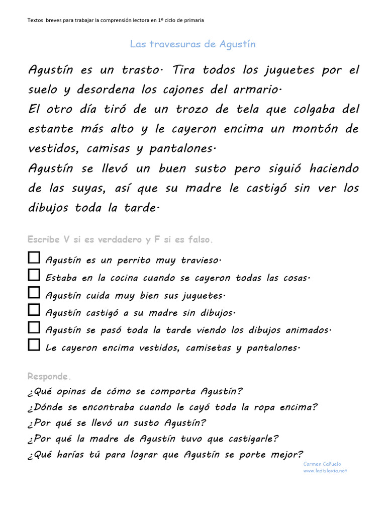 Comprensi N Lectora Textos Breves 3 | PDF