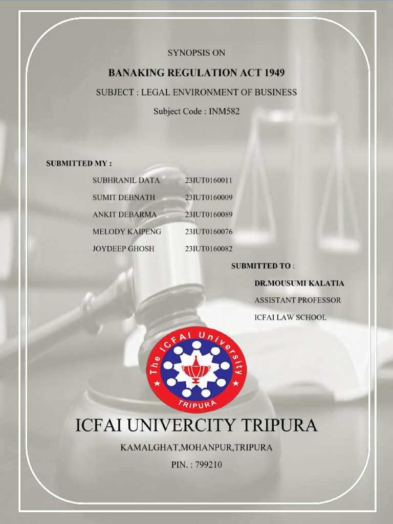 Synopsis Law | PDF | Finance & Money Management