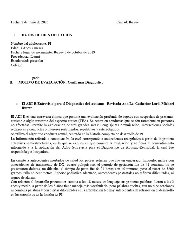 Ej Adir-Ados2 | PDF | Espectro autista | Expresión facial
