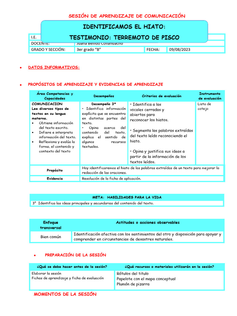 3° Ses. Comu 9 Hiato Mier | PDF | Evaluación | Aprendizaje 3° Ses. Comu 9 Hiato Mier | PDF | Evaluación | Aprendizaje