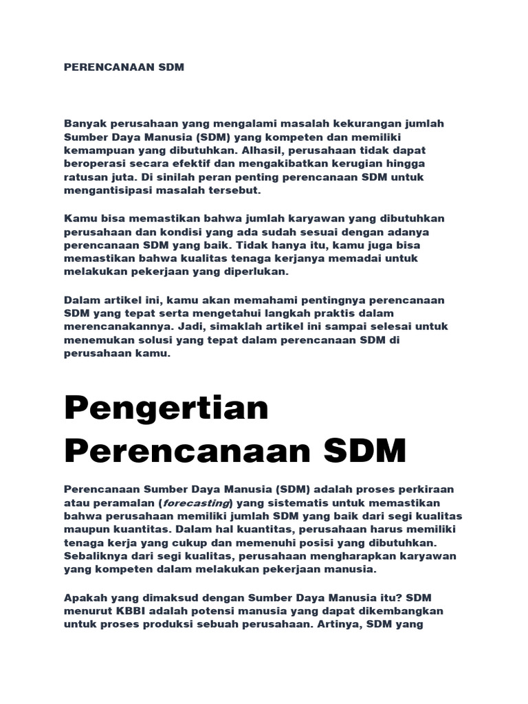 Perencanaan SDM | PDF
