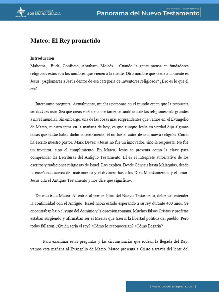 Mateo El Rey Prometido | PDF | Evangelio de Mateo | Jesús