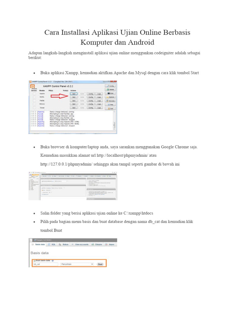 Cara Installasi Aplikasi Ujian Online Berbasis Komputer Dan Android | PDF