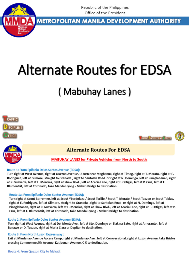Alternate-Routes-for-Edsa-Mabuhay-Lanes | PDF | Metro Manila | Philippines