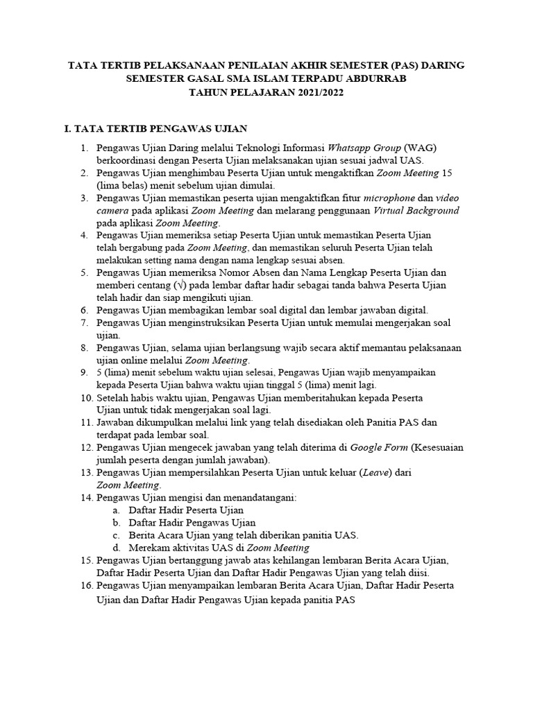 Tata Tertib Pelaksanaan Uas Daring 2021 | PDF | Karier & Perkembangan