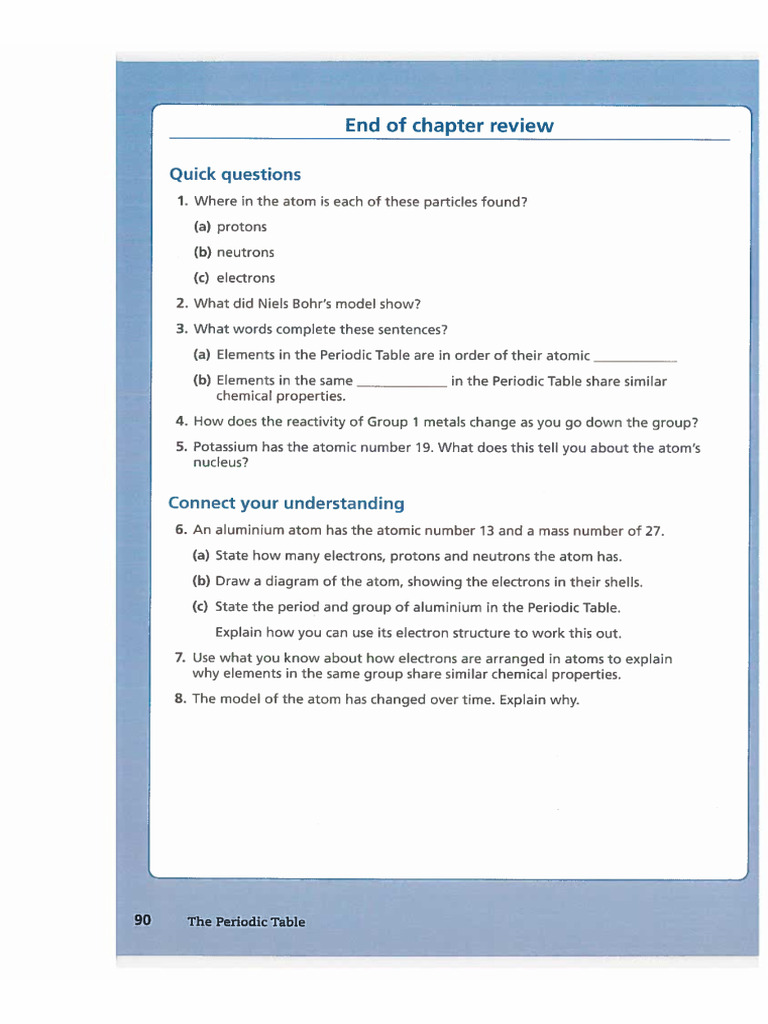 WS Y9 End of Chapter CHEM | PDF