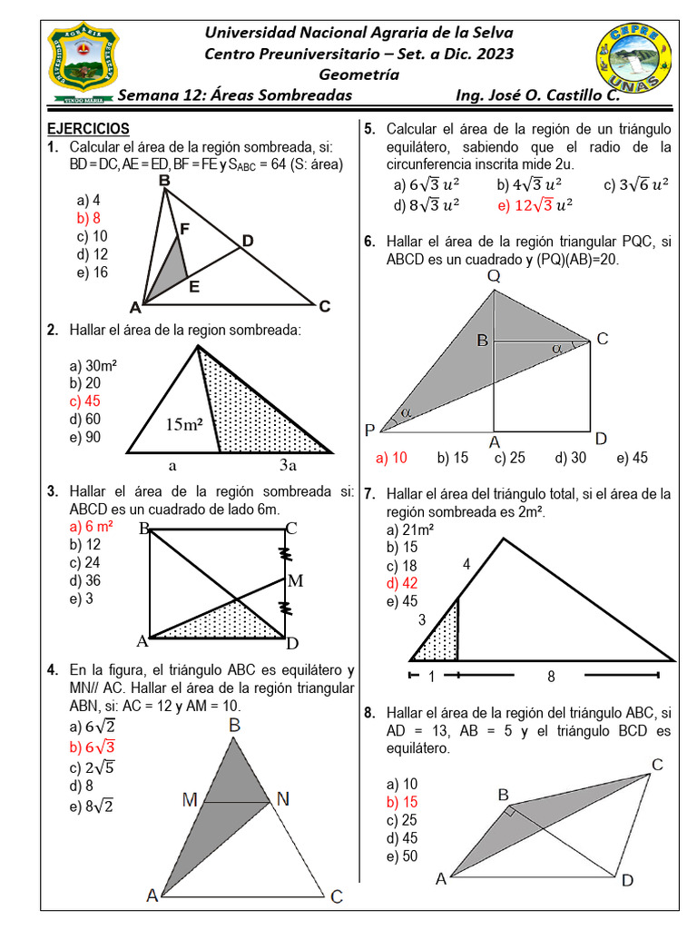 Semana 12 - Areas Sombreadas | Descargar gratis PDF | Triángulo ...
